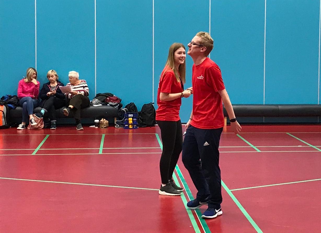Stephen Newey & Imogen Winder officiating - Goalball UK